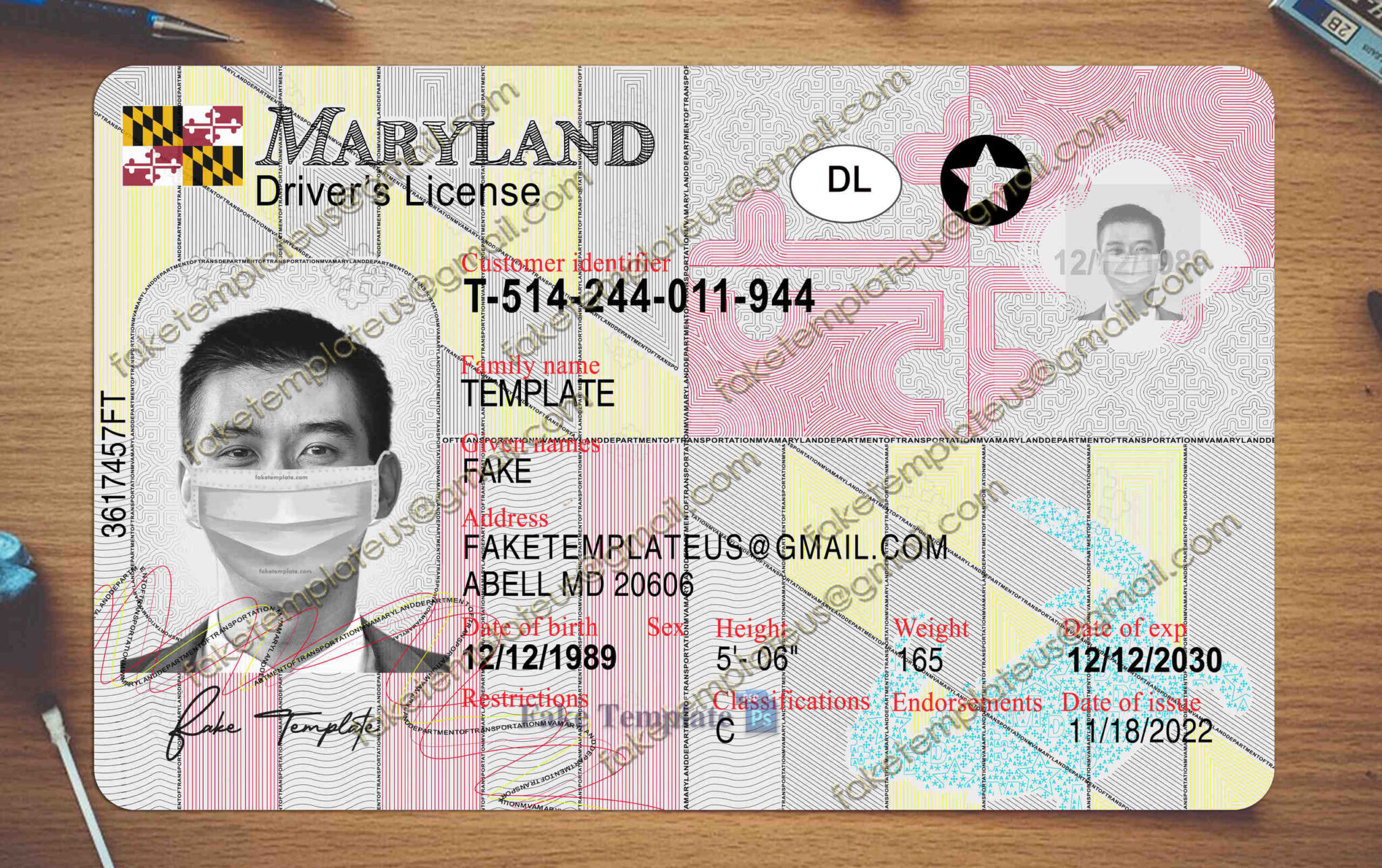Maryland Driver License Template New - High Quality